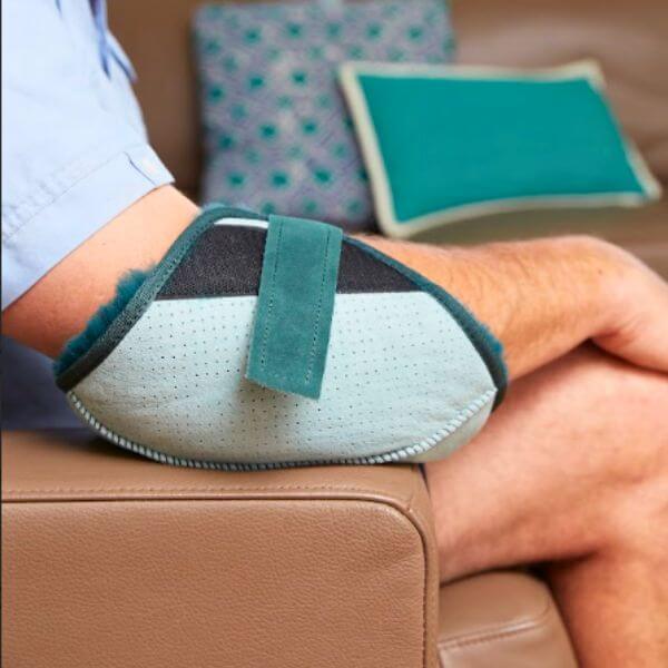 Prevent Elbow Ulcers with Green Sheepskin Elbow Protector