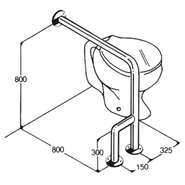Stainless Steel Toilet Rails 32mm AC0460. Sturdy, Supportive, and Reliable.